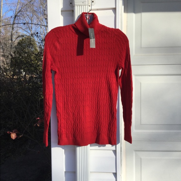 Talbots | Sweaters | Nwt Talbots Pretty Red Cabled Turtleneck | Poshmark